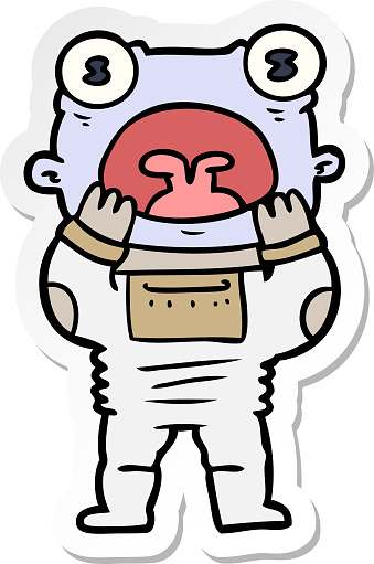 Autocollant Dun Extraterrestre De Dessin Animé Haletant De Surprise