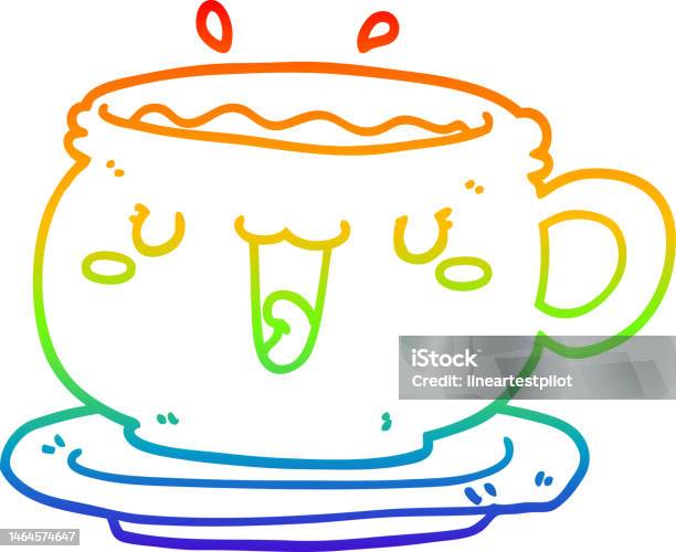 Dessin Au Trait Dégradé Arcenciel Dune Jolie Tasse Et Soucoupe De