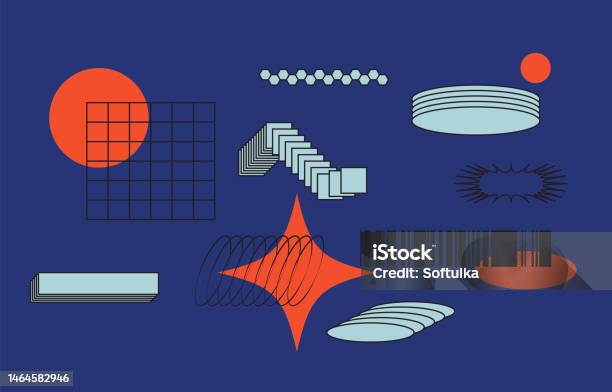 Vector Graphic Assets Set Bold Modern Shapes Stock Illustration