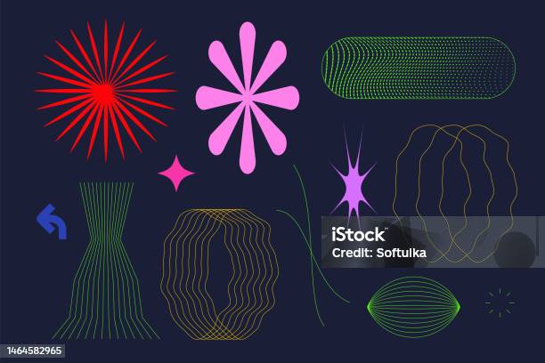 Vector Graphic Assets Set Bold Modern Shapes Stock Illustration