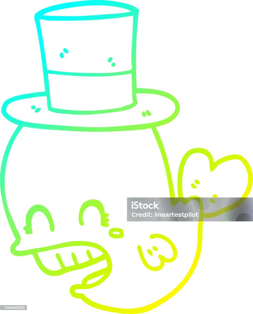 Dessin Au Trait Dégradé Froid Dune Baleine De Dessin Animé Portant Un