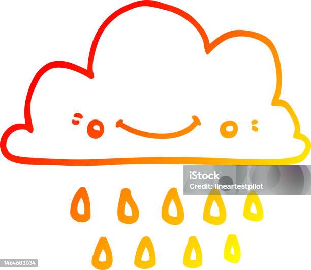 Dessin Au Trait Dégradé Chaud Dun Nuage Dorage De Dessin Animé Vecteurs
