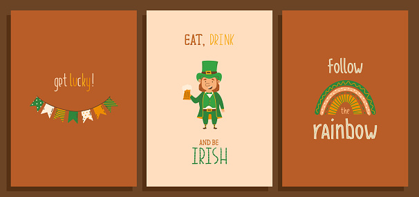 Kartu Ucapan Selamat Hari St Patricks Diatur Dengan Leprechaun Lucu ... Kartu Ucapan Selamat Hari St Patricks Diatur Dengan Leprechaun Lucu ...