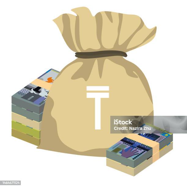 Kazakh Tenge Vector Illustration Billets De Banque Du Paquet Dargent Du
