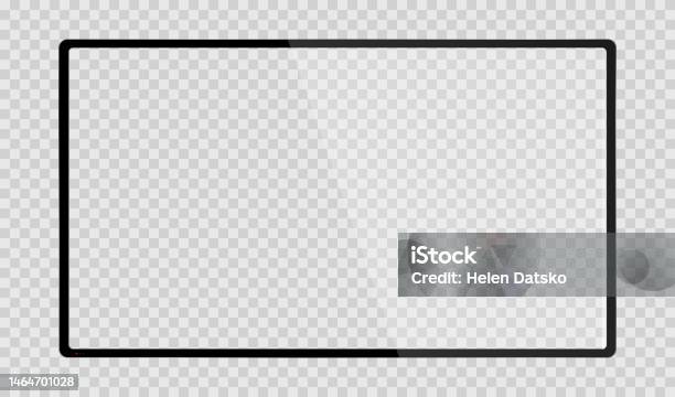 Realistis Hitam Modern Bingkai Tipis Tampilan Ilustrasi Vektor Monitor