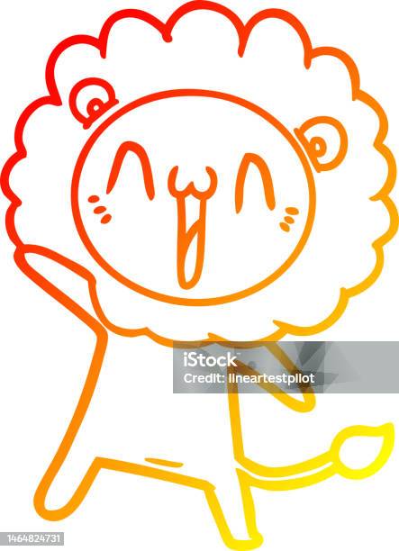 Dessin Au Trait Dégradé Chaud Dun Lion De Dessin Animé Heureux Vecteurs