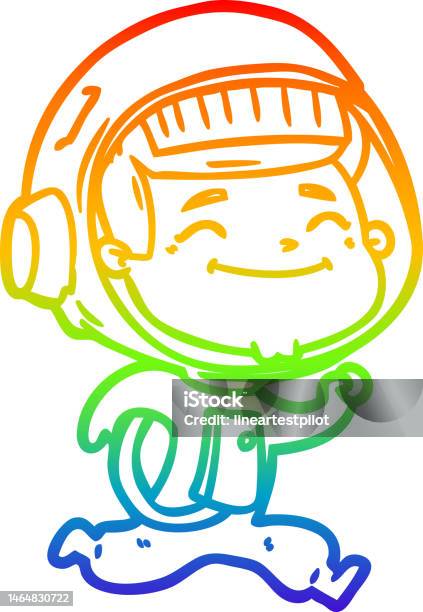Dessin Au Trait Dégradé Arcenciel Dun Astronaute De Dessin Animé