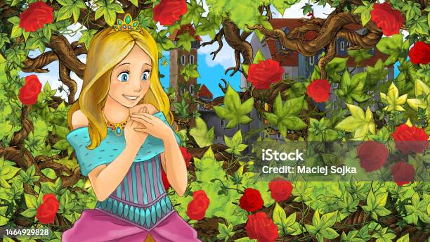 Scène De Dessin Animé Avec Une Princesse Dans Une Illustration De