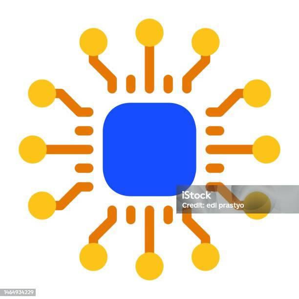 Proccessor Isolé En Icône Plate Sur Fond Blanc Cpu Micropuce
