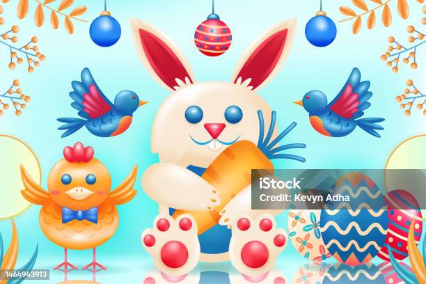 Selamat Hari Paskah Ilustrasi 3d Kelinci Memegang Wortel Anak Ayam ... Selamat Hari Paskah Ilustrasi 3d Kelinci Memegang Wortel Anak Ayam ...