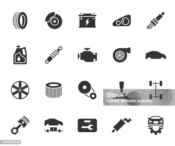 Ensemble Vectoriel Dicônes Plates De Pièces Automobiles Contient Des