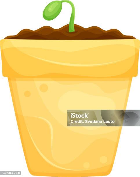Illustration Vectorielle Lumineuse Dun Pot Avec Des Semis Une Pousse