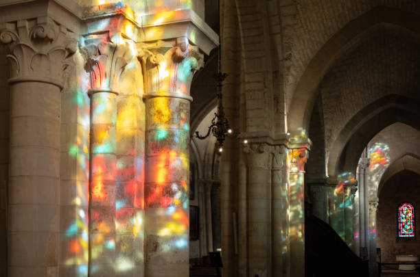 Free Stock Photo of Stained glass windows illuminating church interior ...