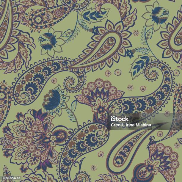 Seamless Paisley Pattern In Indian Batik Style Floral Vector