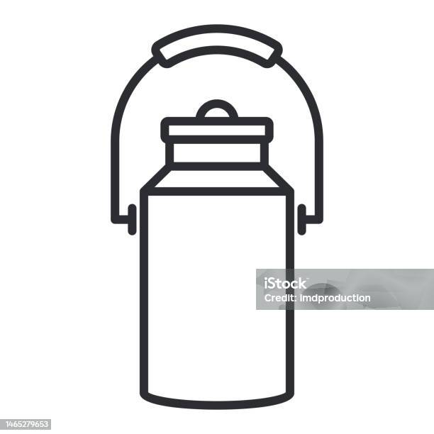 Milk Can Iron Bin Tank Outline Icon Vintage Milk Can Line Vector
