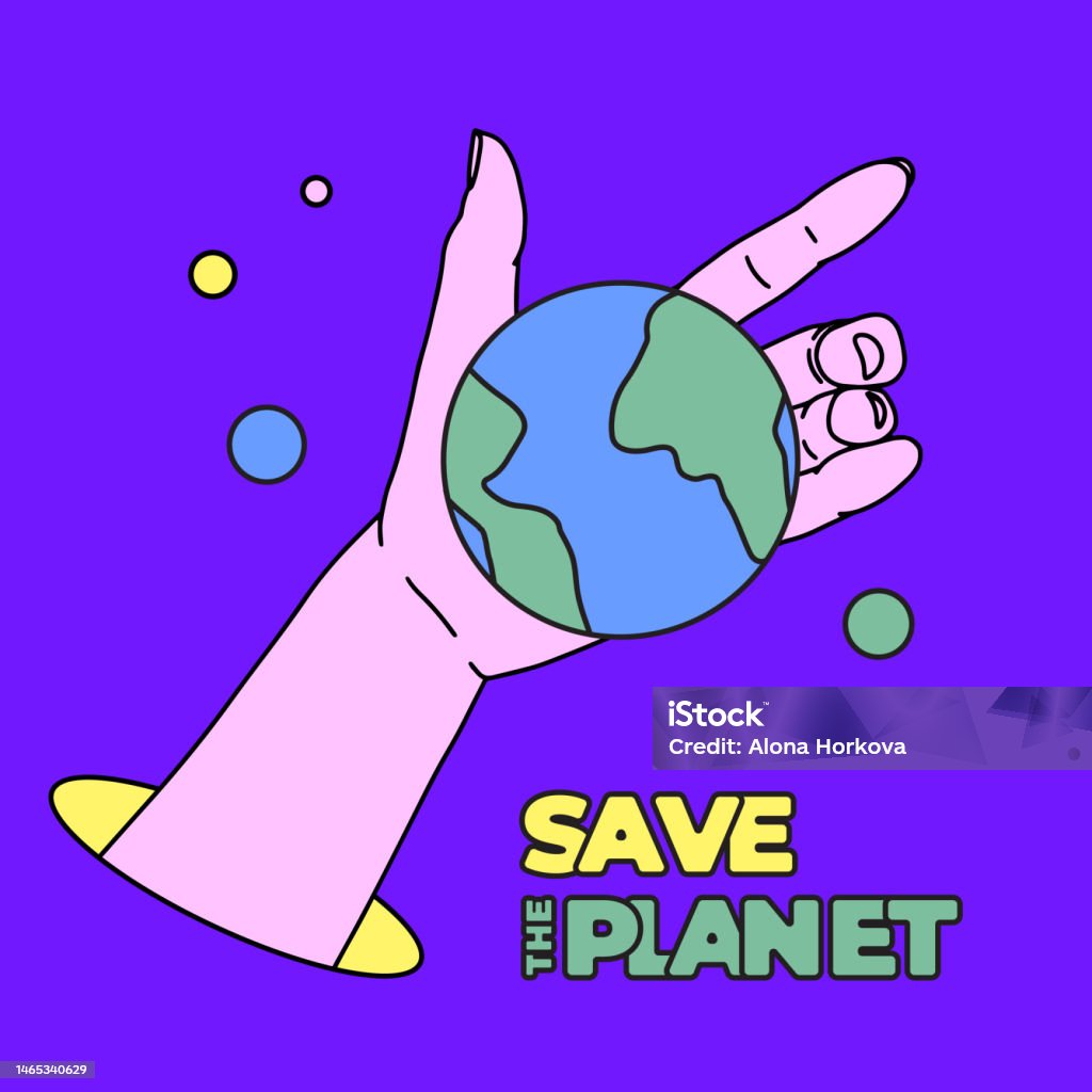 Save The Planet Concept Hand Holding The Planet And Protecting Stock