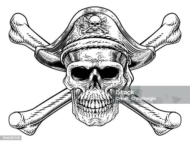 Pirate Skull Crossbones Skeleton Grim Reaper Stock Illustration