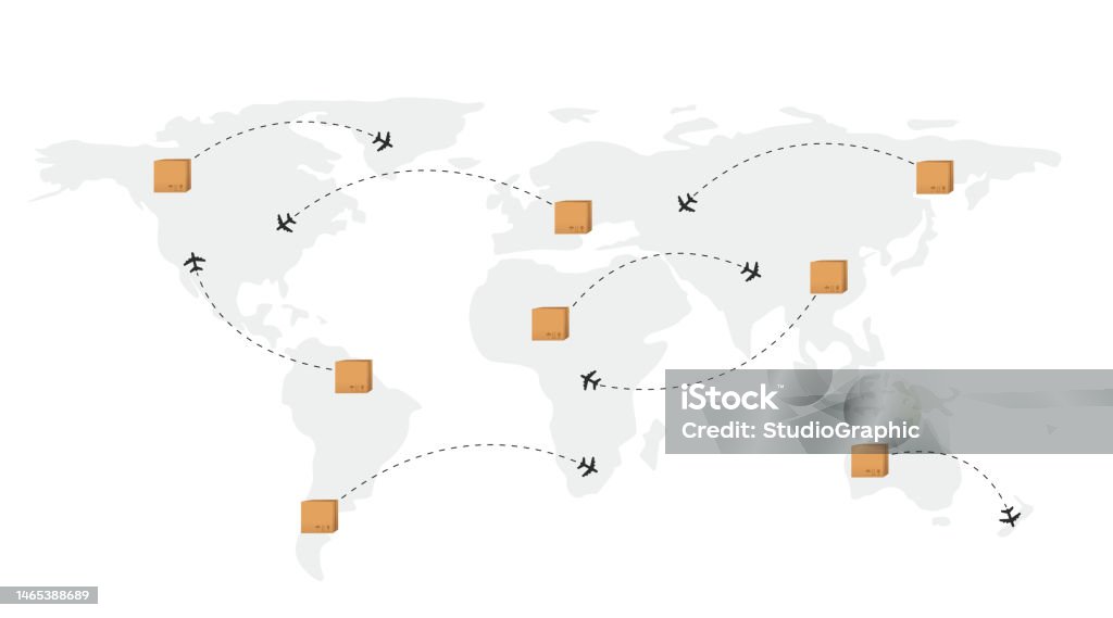Aviation Shipping Goods Around The World World Travel Map With