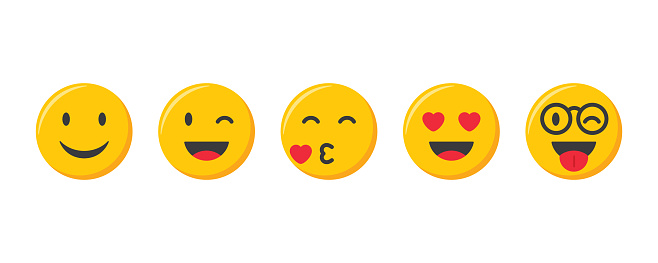 Jeu Dicônes Emoji Illustration Vectorielle De Collection Démoticônes