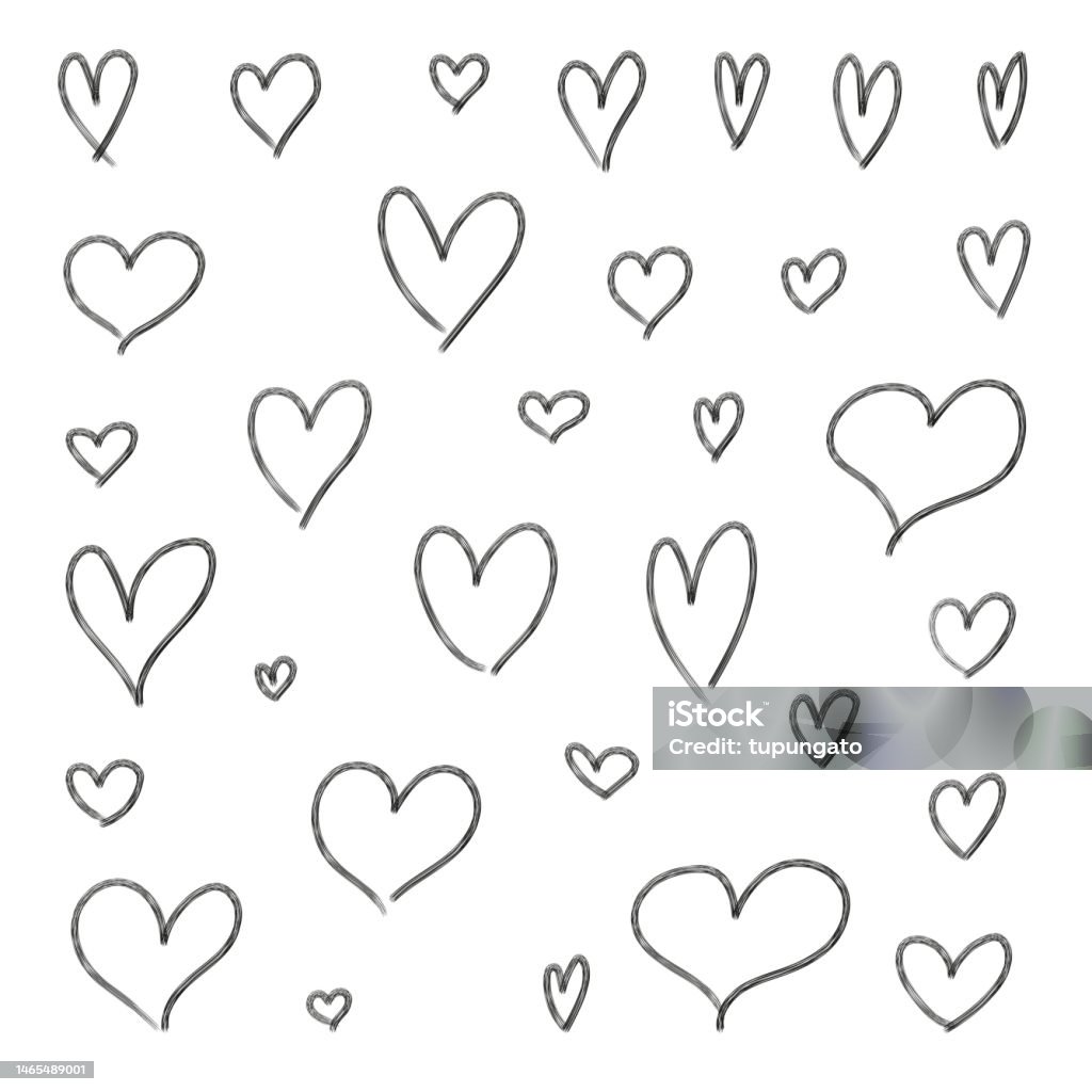 Hand Drawn Vector Heart Set Heart Shape Illustration Collection Stock