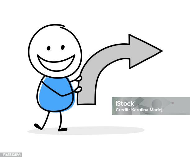 Symbole De Flèche Dessiné À La Main Concept Amusant Avec Un Stickman