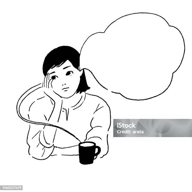 Dessin Au Trait Vectoriel Dune Femme Pensant Vecteurs Libres De Droits