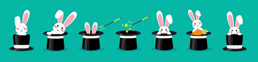 Chapeau De Magicien Noir Chapeau Magique Avec Oreilles De Lapin Vector