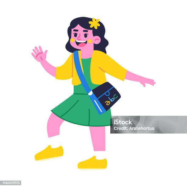 Karakter Gadis Bahagia Dengan Tas Kembali Ke Sekolah Vector Ilustrasi ... Karakter Gadis Bahagia Dengan Tas Kembali Ke Sekolah Vector Ilustrasi ...
