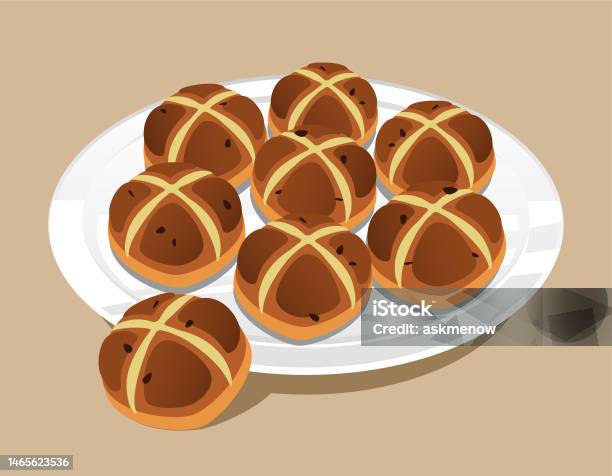 Roti Silang Panas Ilustrasi Stok Unduh Gambar Sekarang Hot Cross