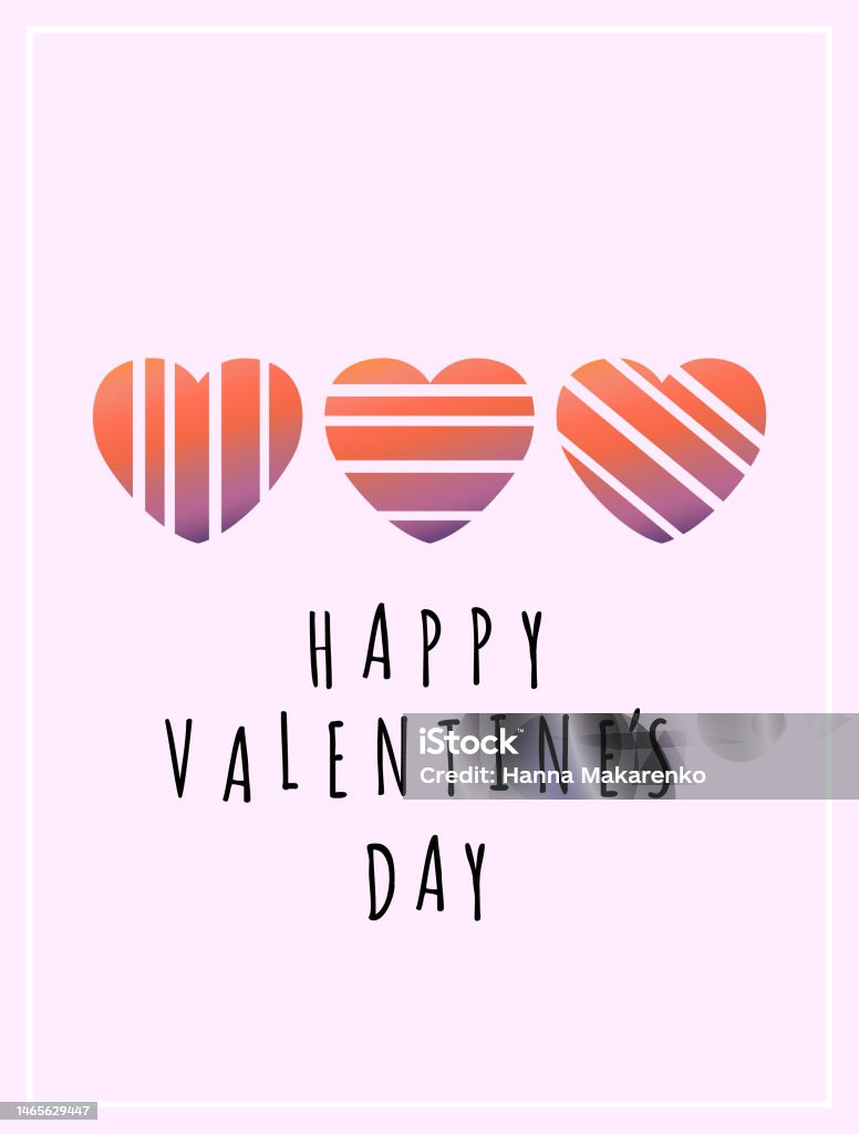 Cute Valentines Day Card With Hearts Happy Valentines Day Stock Illustration Download Image