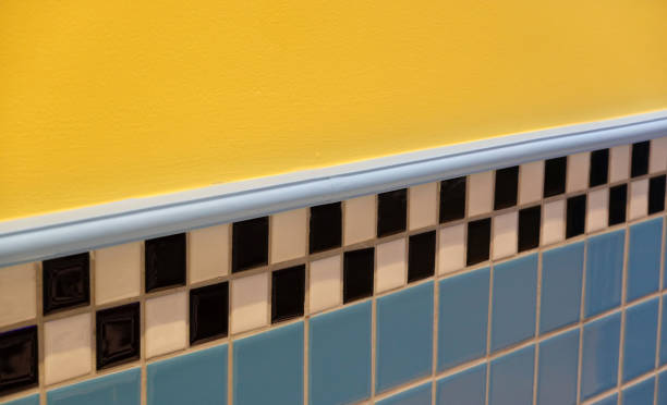 Free picture: Plain antique rectangular yellow wall tiles with stains