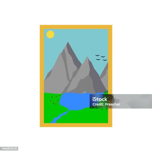 Icône Dimage Paysage De Montagnes Illustration Vectorielle Sur Fond