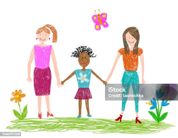 Keluarga Lgbt Gambar Anakanak Dua Wanita Bahagia Dengan Gadis Ilustrasi ... Keluarga Lgbt Gambar Anakanak Dua Wanita Bahagia Dengan Gadis Ilustrasi ...