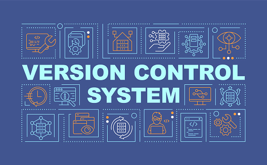 Version Control System Word Concepts Dark Blue Banner Stock