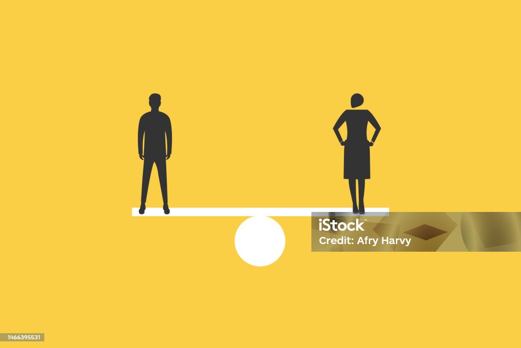 Male And Female Symbol On The Scales With Balance Gender Equality