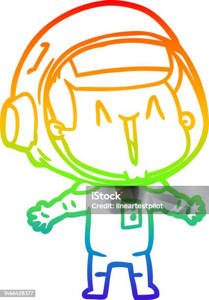 Dessin Au Trait Dégradé Arcenciel Dun Astronaute De Dessin Animé