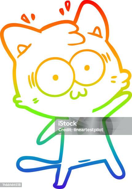 Dessin Au Trait Dégradé Arcenciel Dun Chat Surpris De Dessin Animé