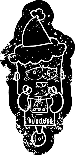 Dessin Animé Excentrique Icône En Détresse Dun Robot Portant Un Chapeau