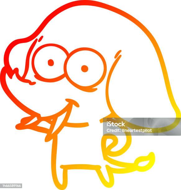 Dessin Au Trait Dégradé Chaud Dun Éléphant De Dessin Animé Heureux