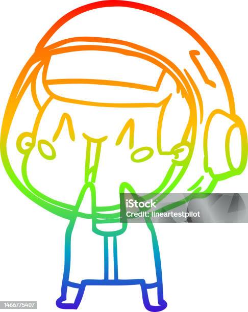 Dessin Au Trait Dégradé Arcenciel Dun Astronaute De Dessin Animé