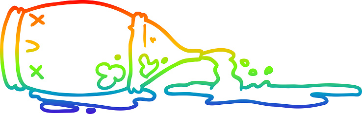 Dessin Au Trait Dégradé Arcenciel Dune Bouteille Renversée De Dessin