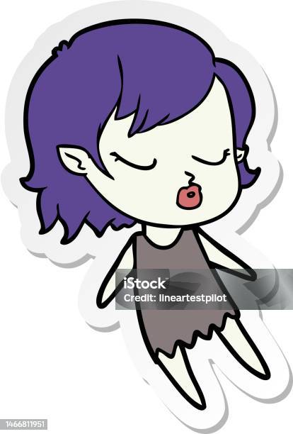 Autocollant Dune Jolie Fille Vampire De Dessin Animé Vecteurs Libres De