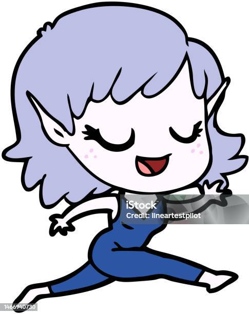 Fille Delf De Dessin Animé Heureux En Cours Dexécution Vecteurs Libres