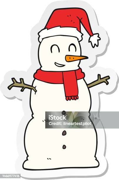 Autocollant Dun Bonhomme De Neige De Dessin Animé Vecteurs Libres De