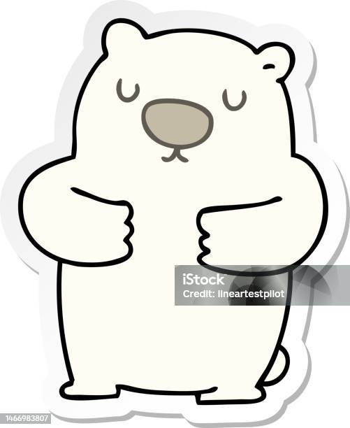 Autocollant Dun Ours Polaire De Dessin Animé Original Dessiné À La Main