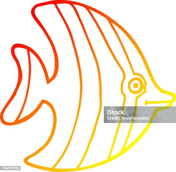 Dessin Au Trait Dégradé Chaud Dun Poisson Ange De Dessin Animé Vecteurs
