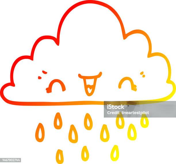 Dessin Au Trait Dégradé Chaud Dun Nuage Dorage De Dessin Animé Vecteurs