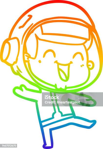 Dessin Au Trait Dégradé Arcenciel Dun Astronaute De Dessin Animé