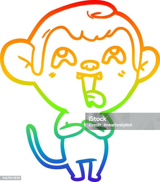 Dessin Au Trait Dégradé Arcenciel Dun Singe De Dessin Animé Fou
