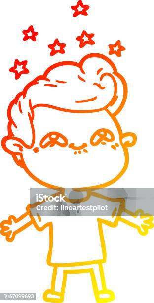 Dessin Au Trait Dégradé Chaud Dun Garçon De Dessin Animé Heureux
